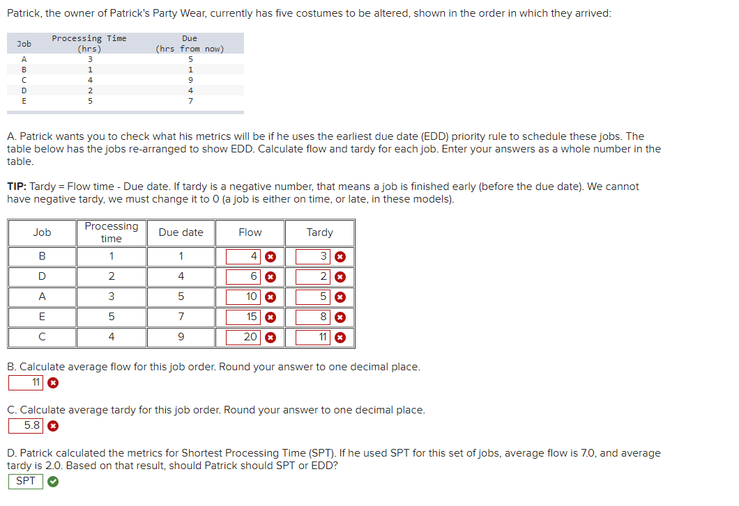 Solved A. Patrick wants you to check what his metrics will | Chegg.com