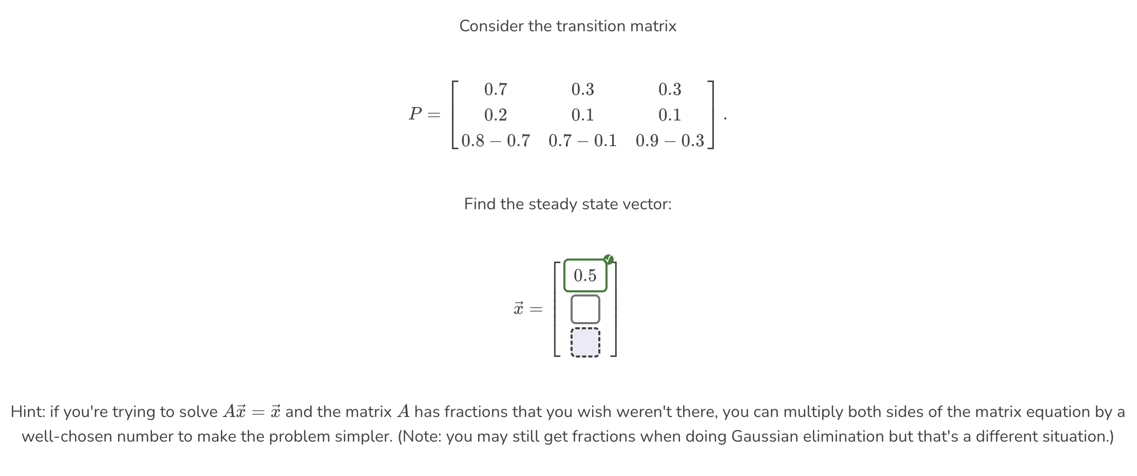 Solved Consider the transition matrix \\[ | Chegg.com