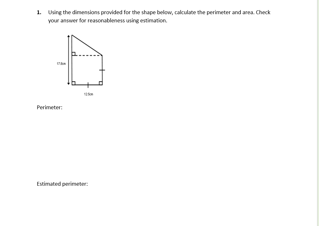 Solved Using the dimensions provided for the shape below, | Chegg.com