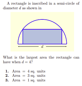 Solved A rectangle is inscribed in a semi-circle of diameter | Chegg.com