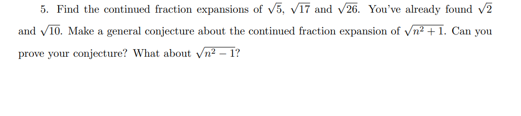 5. Find the continued fraction expansions of 5,17 and | Chegg.com