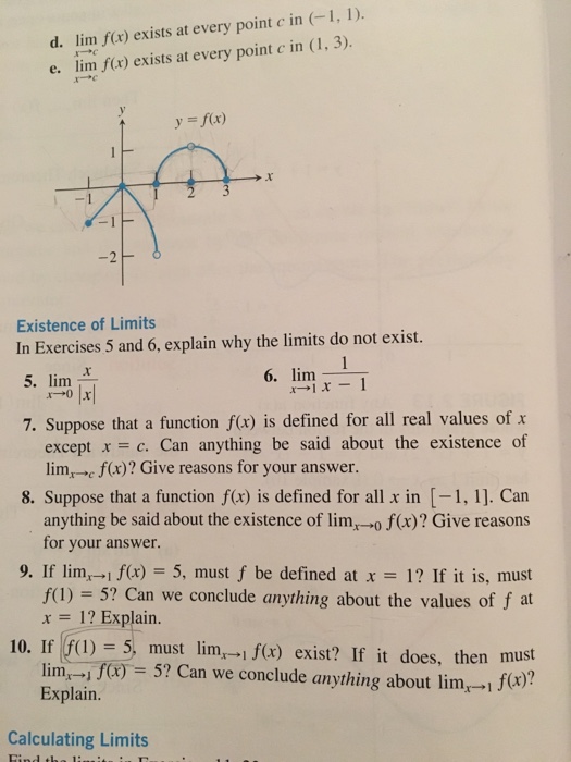 Solved d. lim_x rightarrow c f(x) exists at every point c in | Chegg.com