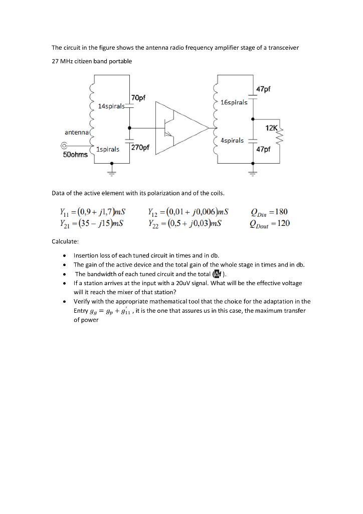 The circuit in the figure shows the antenna radio | Chegg.com