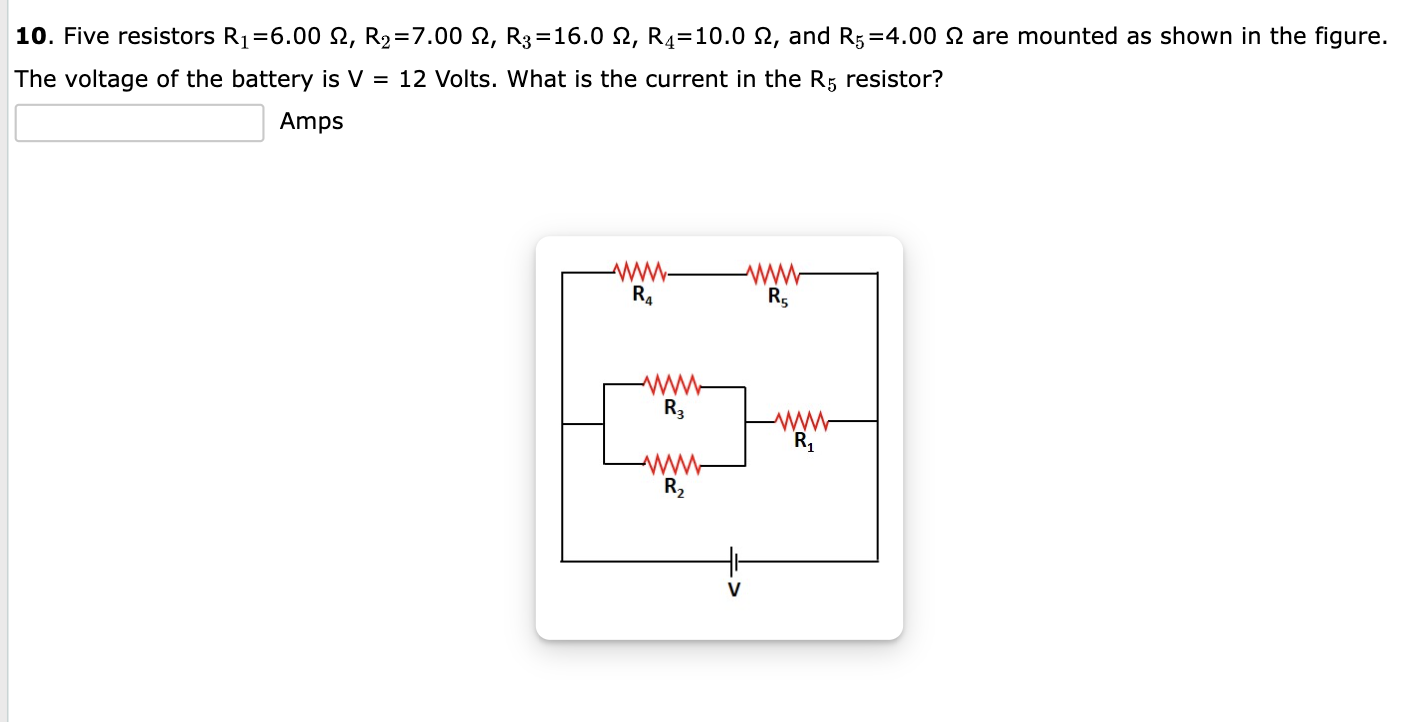 Solved Five resistors R1=6.00Ω,R2=7.00Ω,R3=16.0Ω,R4=10.0Ω, | Chegg.com