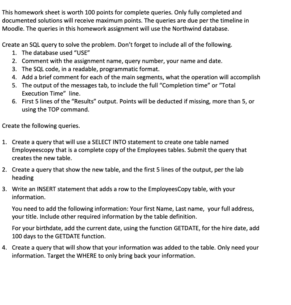 Solved This homework sheet is worth 100 points for complete | Chegg.com