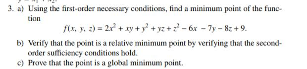 Solved 3. a) Using the first-order necessary conditions, | Chegg.com