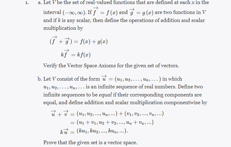 Solved 1. a. Let V be the set of real-valued functions that | Chegg.com