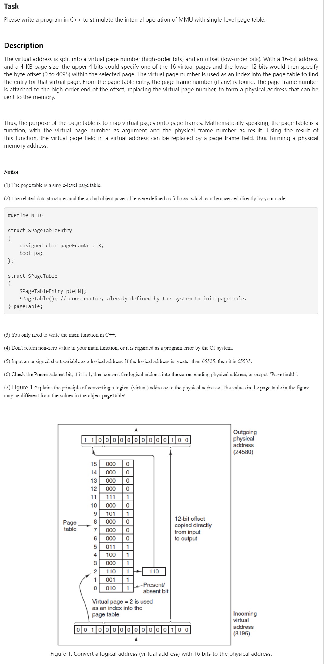 Solved Description The virtual address is split into a | Chegg.com