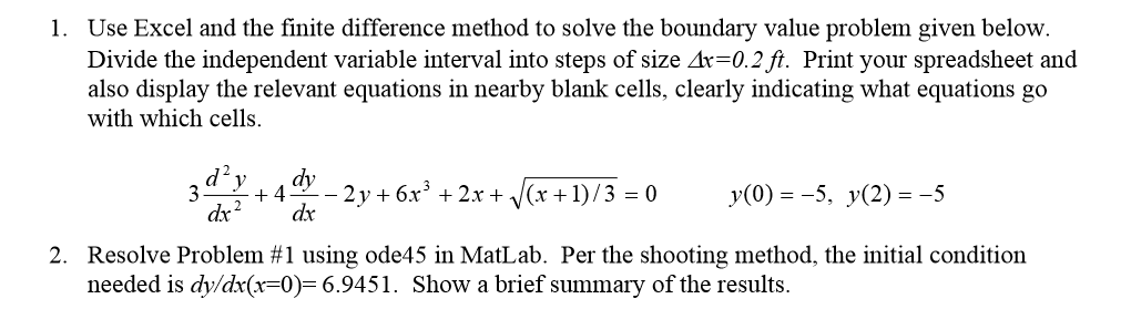 Solved Use Excel and the finite difference method to solve | Chegg.com
