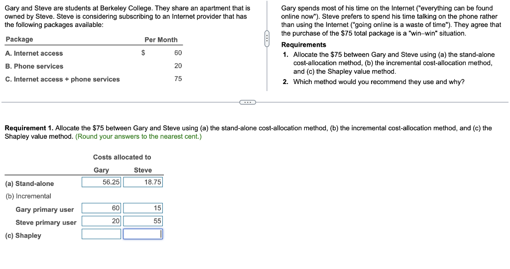 Solved 1. Allocate the between and using (a) the | Chegg.com Solved 1. Allocate the between and using (a) the | Chegg.com