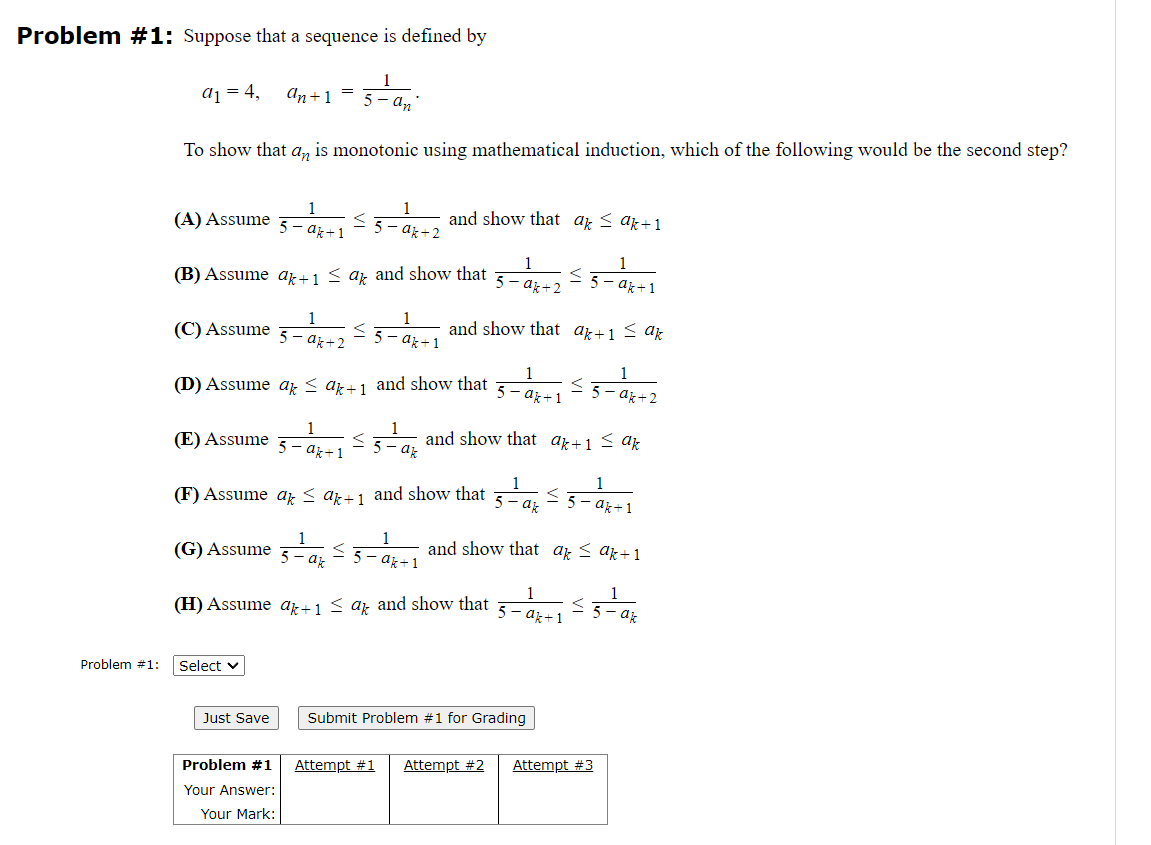 Solved Problem 1 Suppose That A Sequence Is Defined