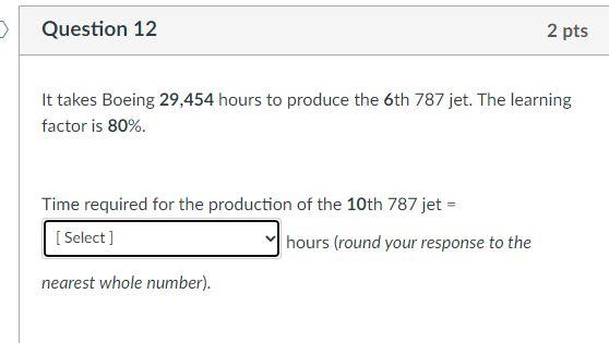 Solved Question 12 2 pts It takes Boeing 29,454 hours to | Chegg.com