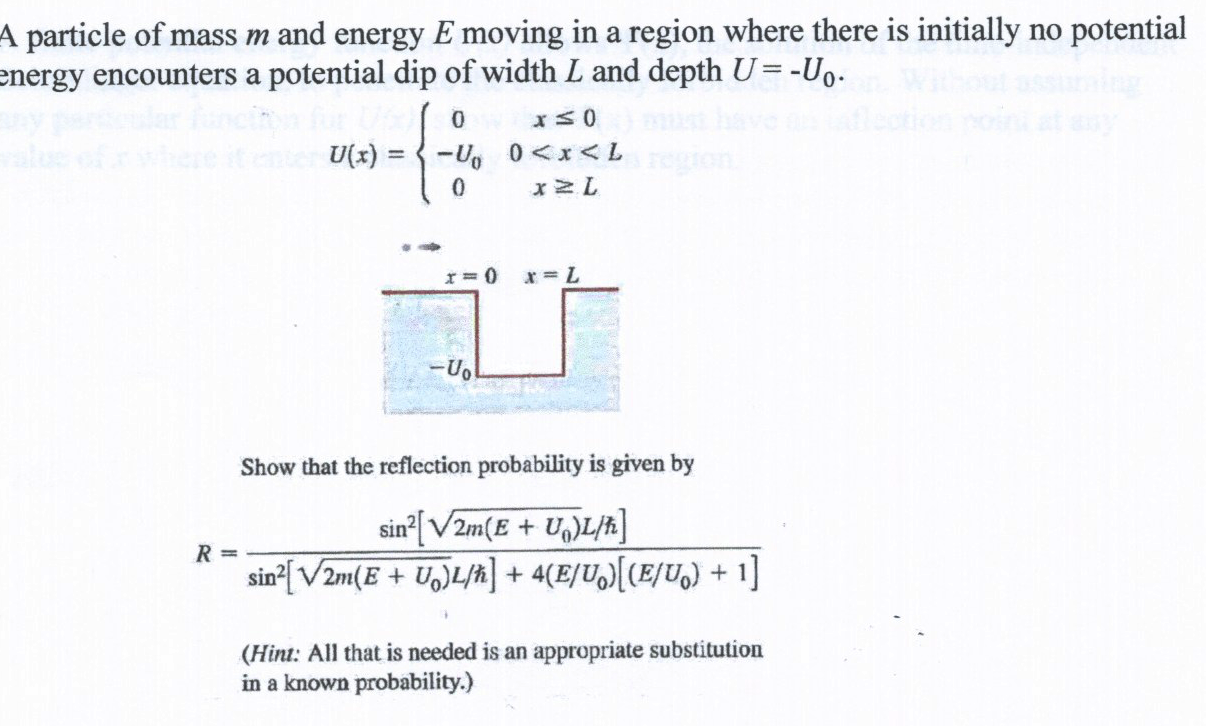 Solved particle of mass m and energy E moving in a region | Chegg.com