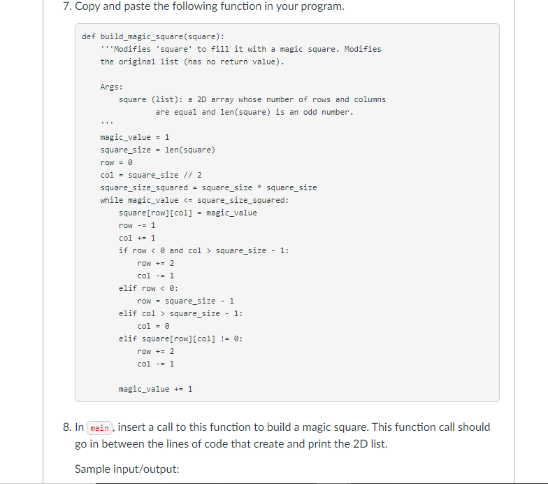 Solved Part A: Create a magic square A magic squaree is an N | Chegg.com