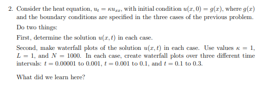 Solved 2. Consider the heat equation, ut=κuxx, with initial | Chegg.com