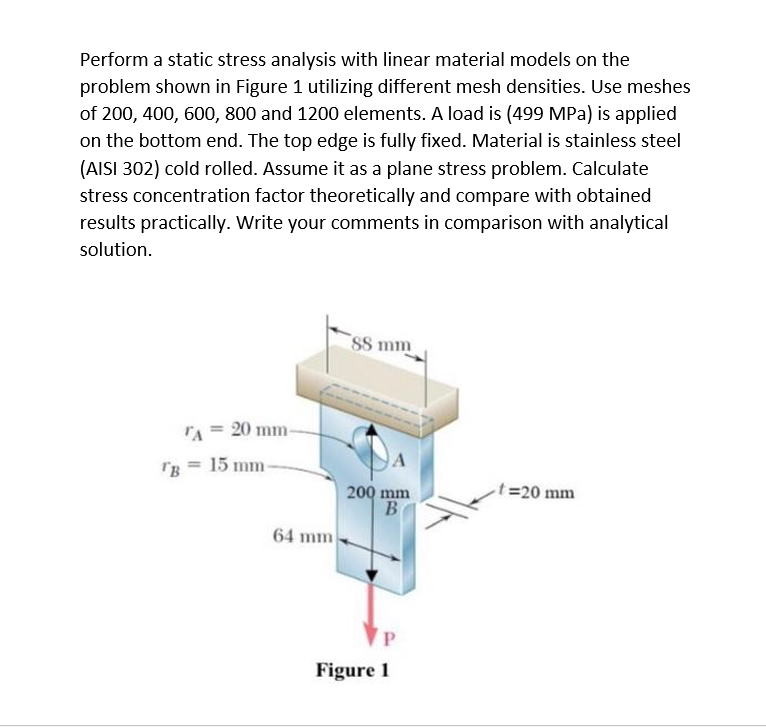 Solved Perform a static stress analysis with linear material | Chegg.com