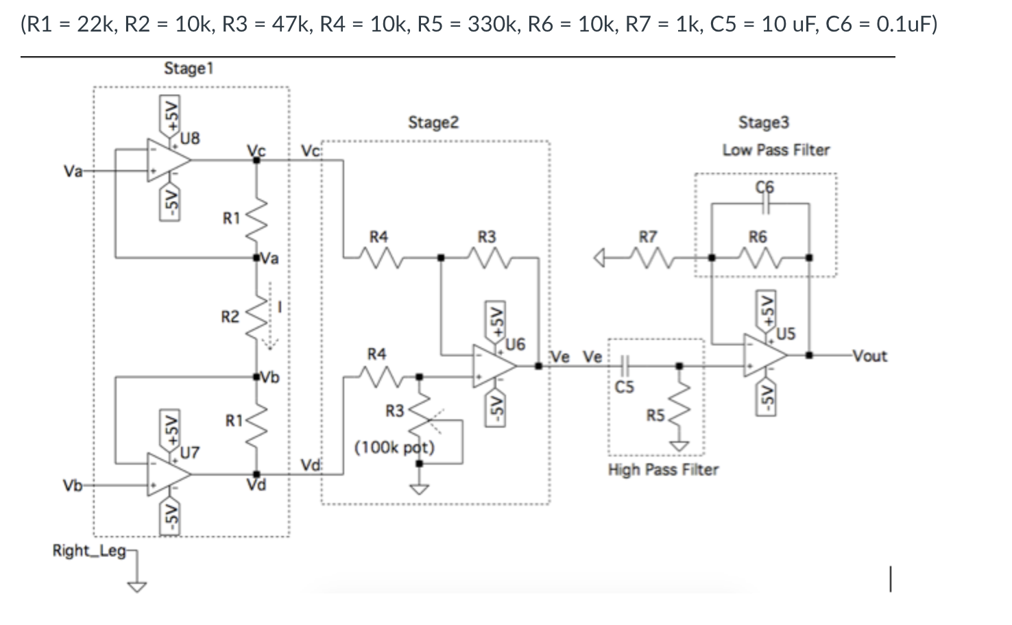 Solved From the above figure for ECG amplifier circuit, | Chegg.com