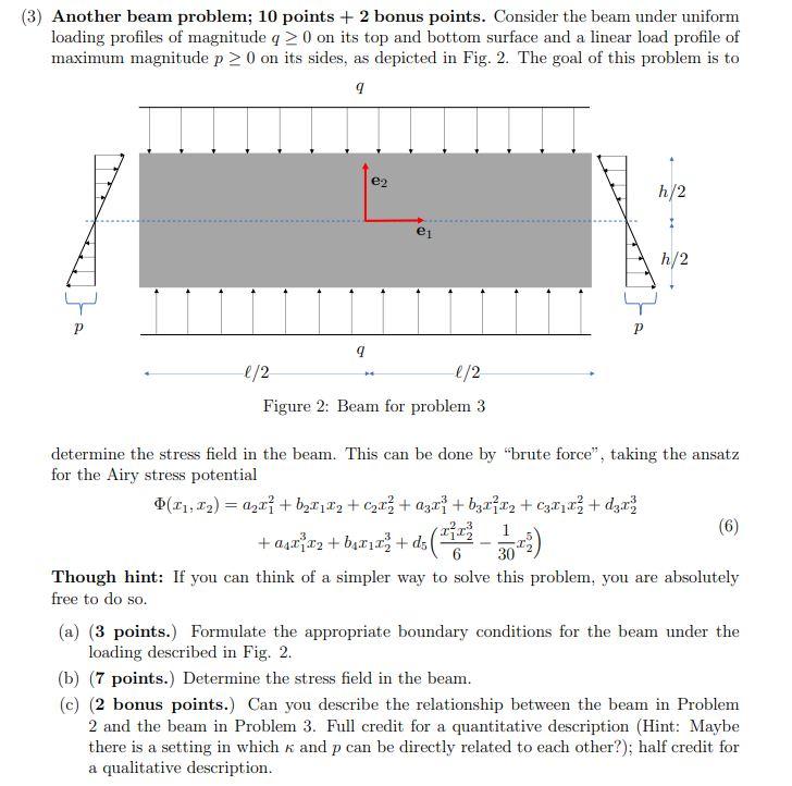 (3) Another beam problem; 10 points +2 bonus points. | Chegg.com
