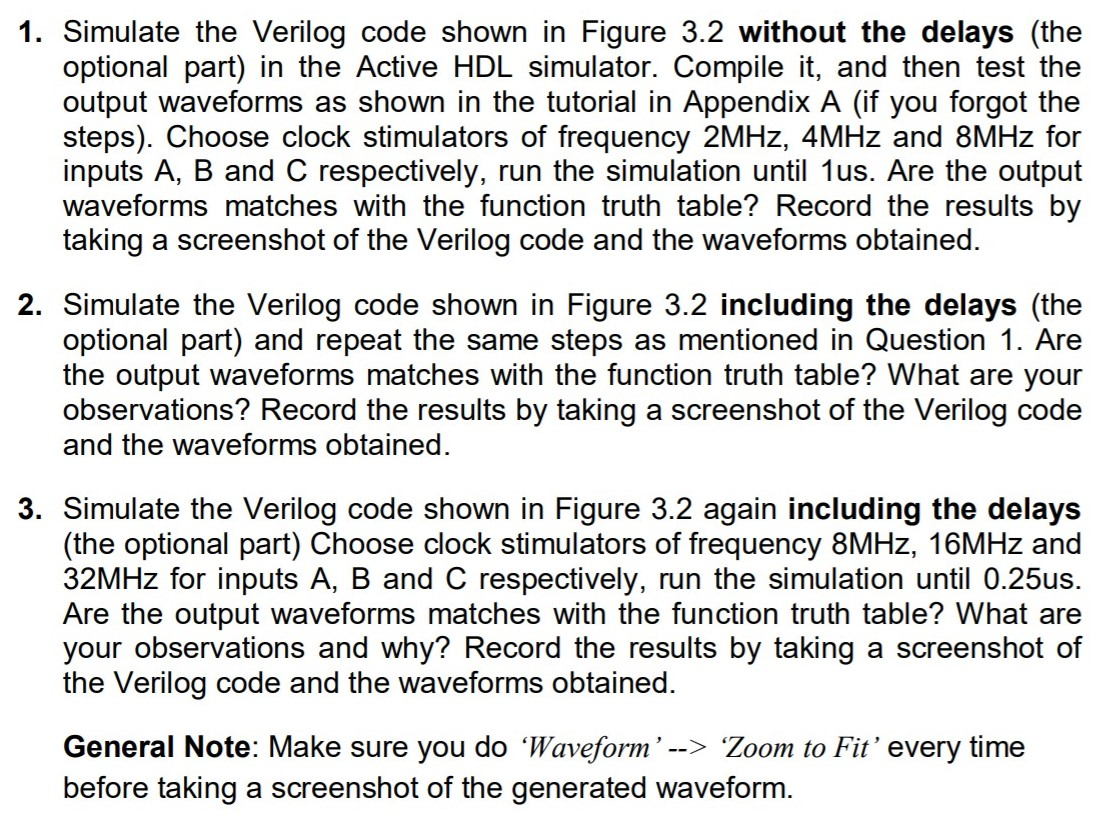 1. Simulate the Verilog code shown in Figure 3.2 | Chegg.com