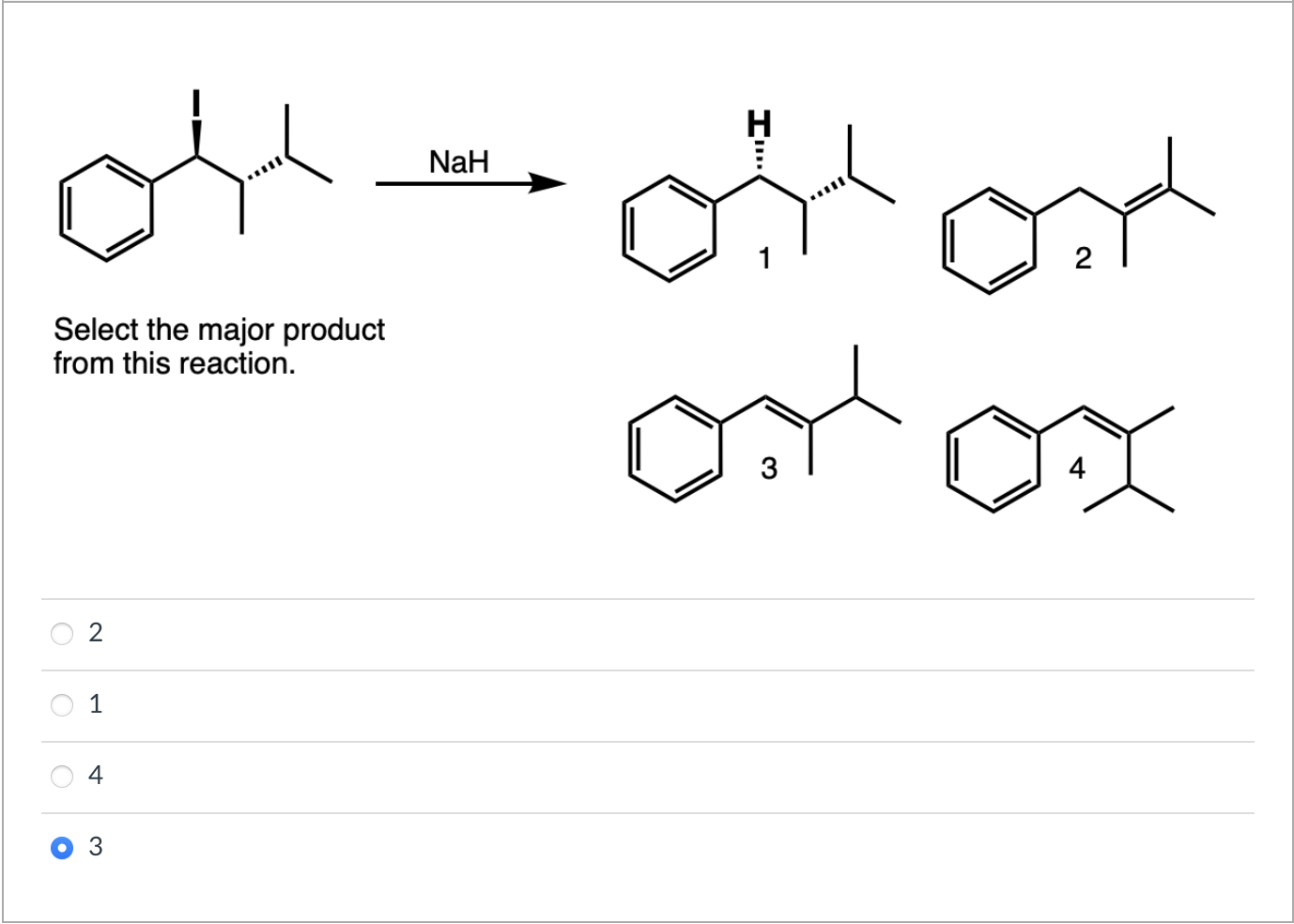 Solved Select the major product from this reaction. 2 1 4 3 | Chegg.com