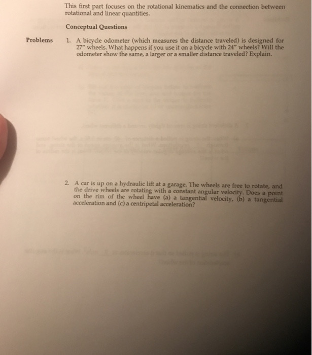 Solved This first part focuses on the rotational kinematics | Chegg.com