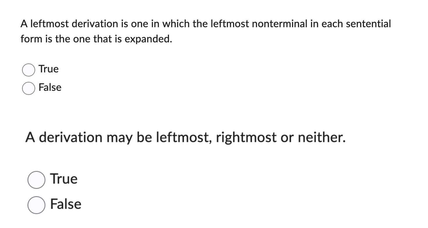 Solved A leftmost derivation is one in which the leftmost | Chegg.com
