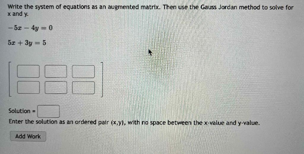 Solved Write the system of equations as an augmented matrix. | Chegg.com