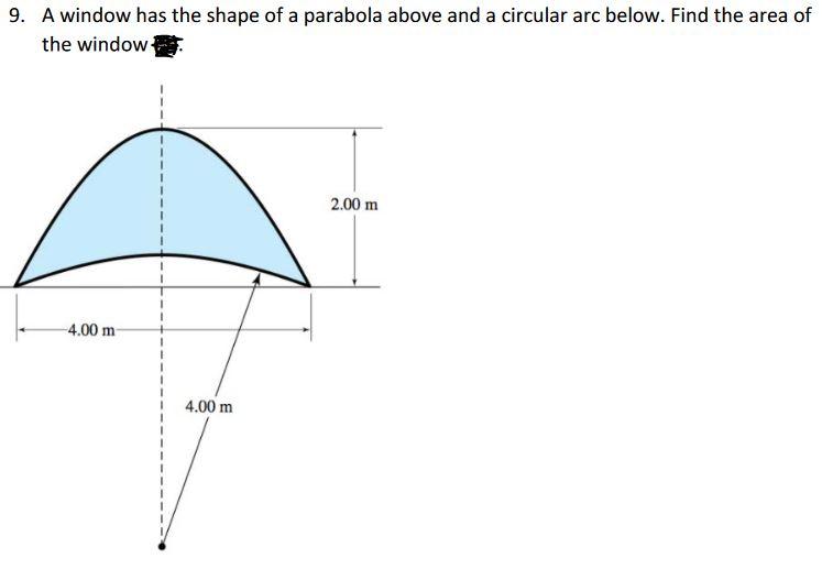 Solved 9. A window has the shape of a parabola above and a | Chegg.com