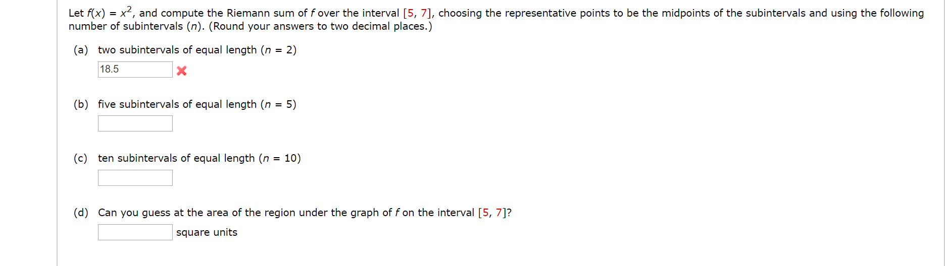 Solved x2, and compute the Riemann sum of fover the interval | Chegg.com