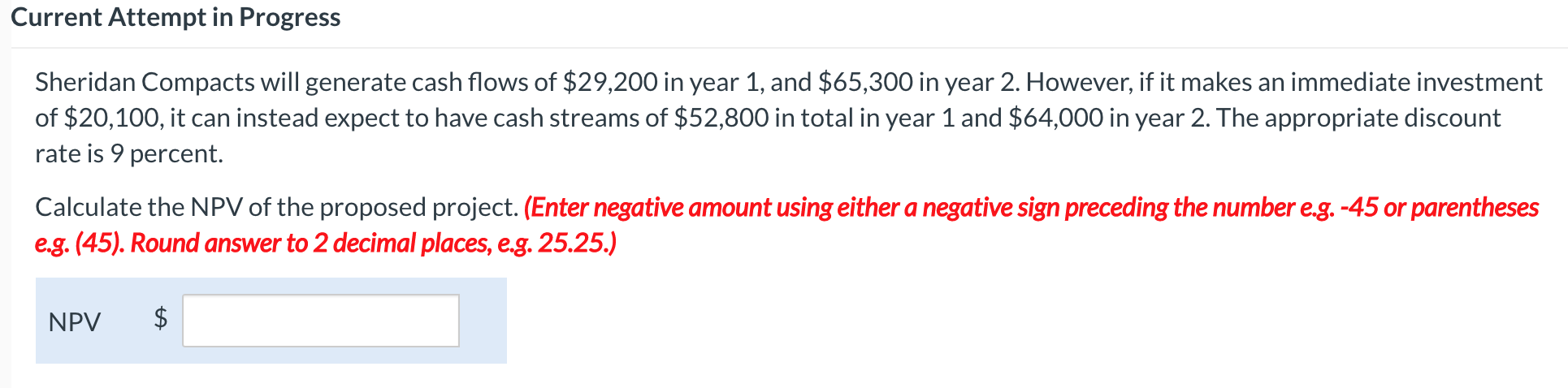 Solved Current Attempt in Progress Sheridan Compacts will | Chegg.com