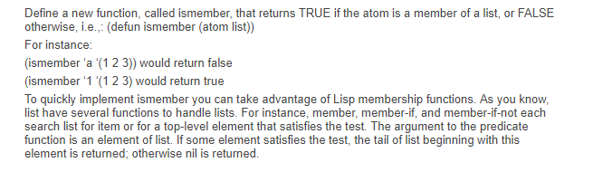 Solved Define a new function, called ismember, that returns | Chegg.com