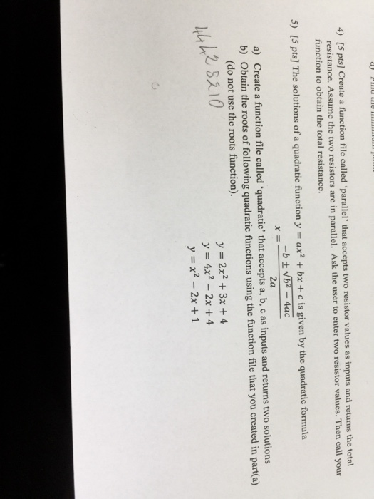 te a function file called parallel' that accepts two | Chegg.com