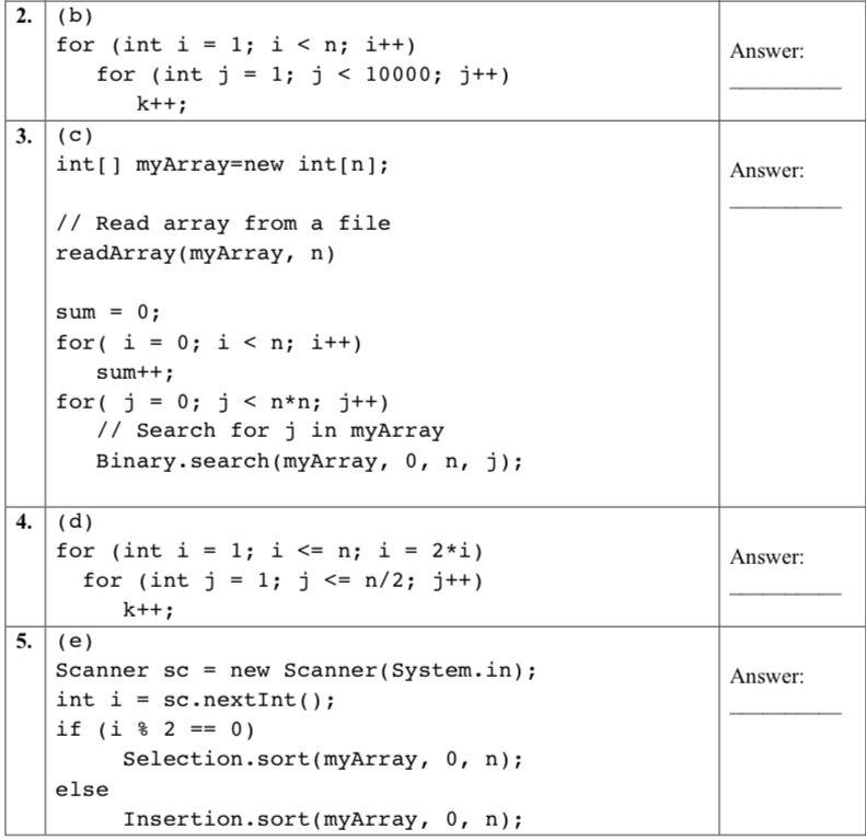 Solved Find the running time of the following code | Chegg.com