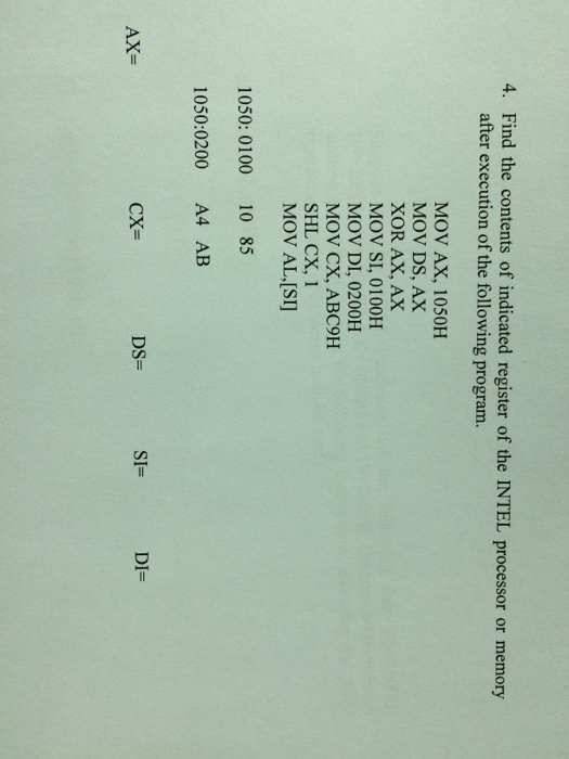 Solved 4. Find the contents of indicated register of the | Chegg.com