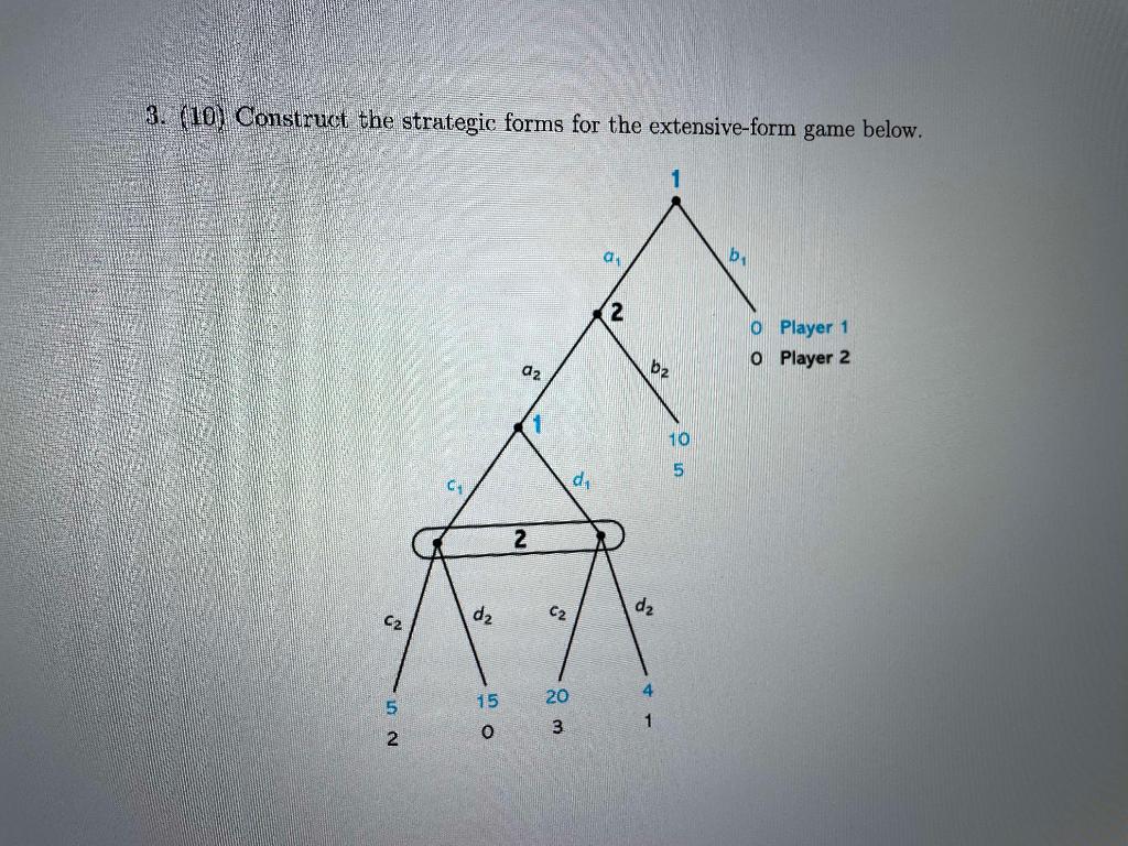 Solved 3. (10) Construct the strategic forms for the | Chegg.com