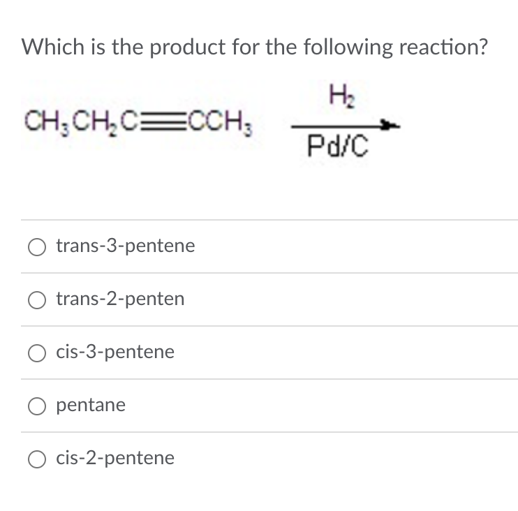 Solved Which is the product for the following reaction? | Chegg.com