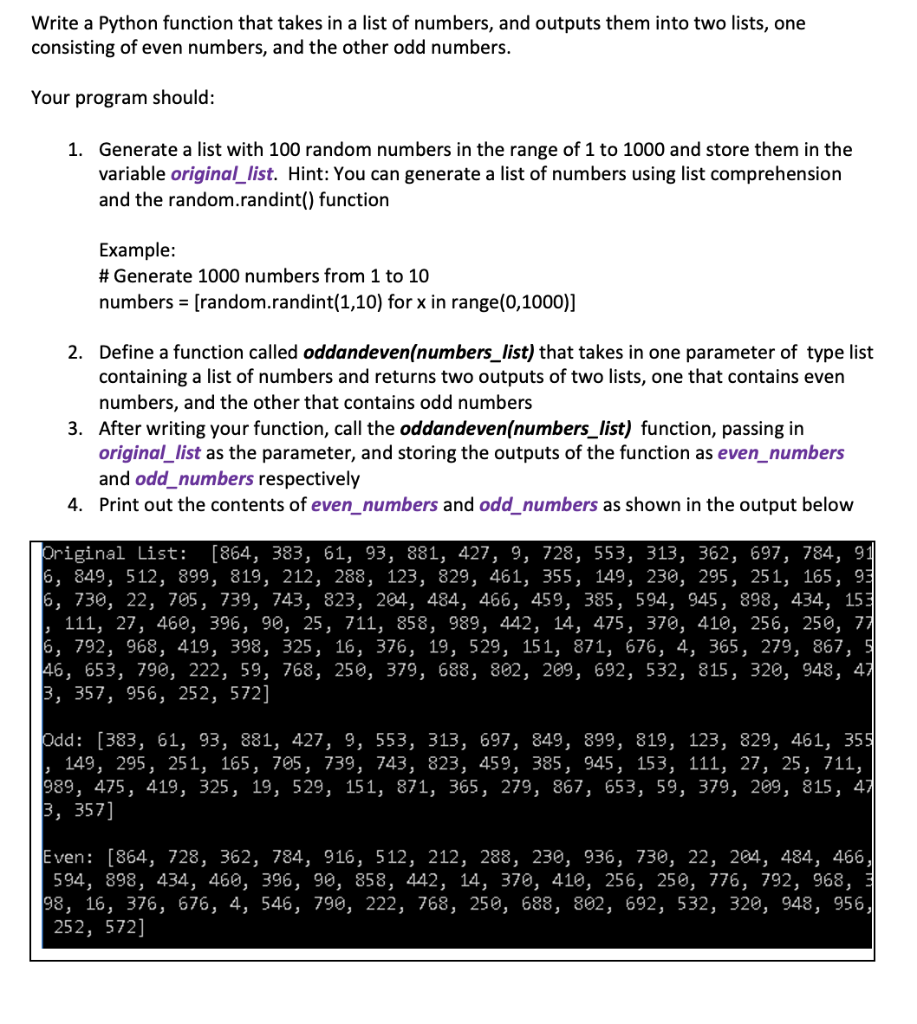 Solved Write a Python function that takes in a list of | Chegg.com