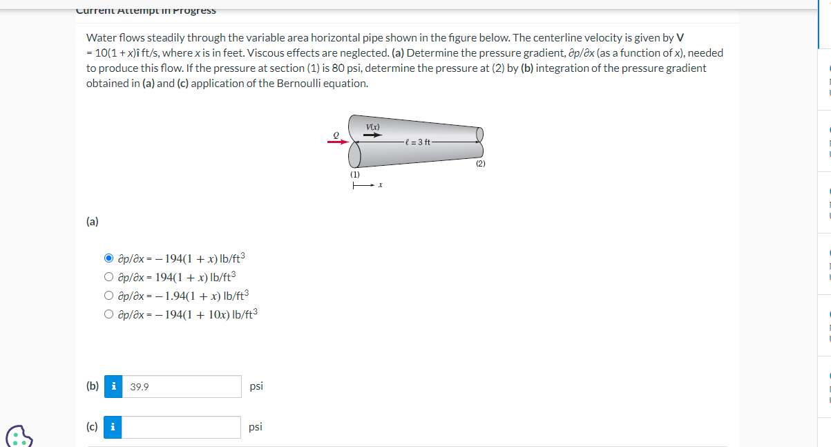Solved Water flows steadily through the variable area | Chegg.com