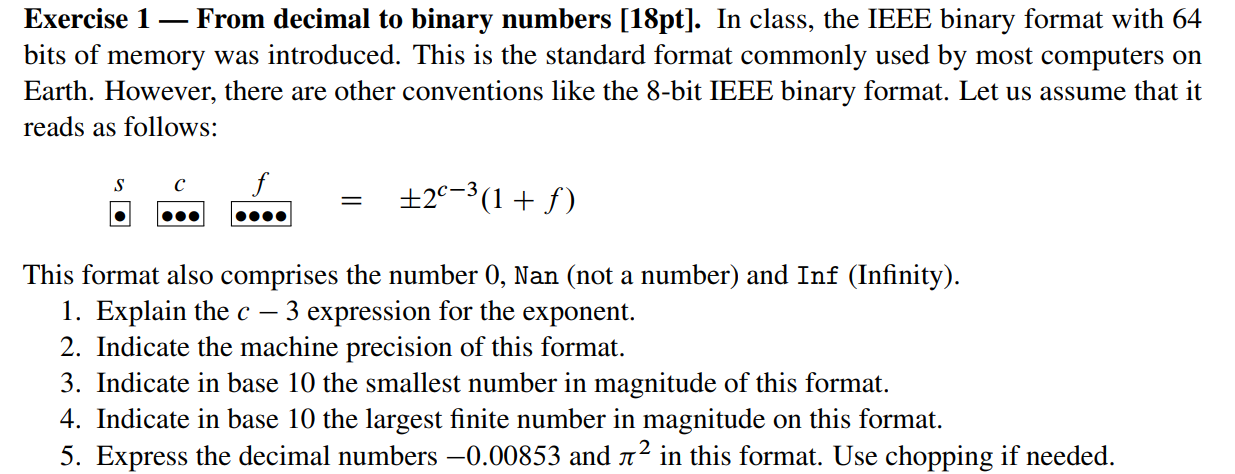 Solved Exercise 1 From decimal to binary numbers [18pt]. In | Chegg.com