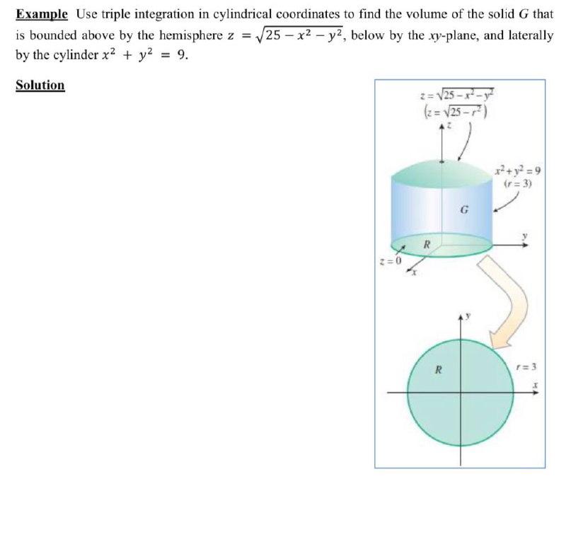 Solved Example Use triple integration in cylindrical | Chegg.com