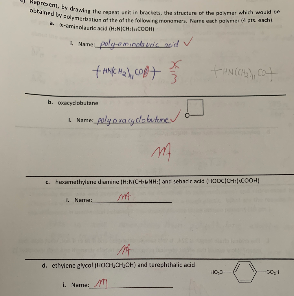 Solved Represent, by drawing the repeat unit in brackets, | Chegg.com