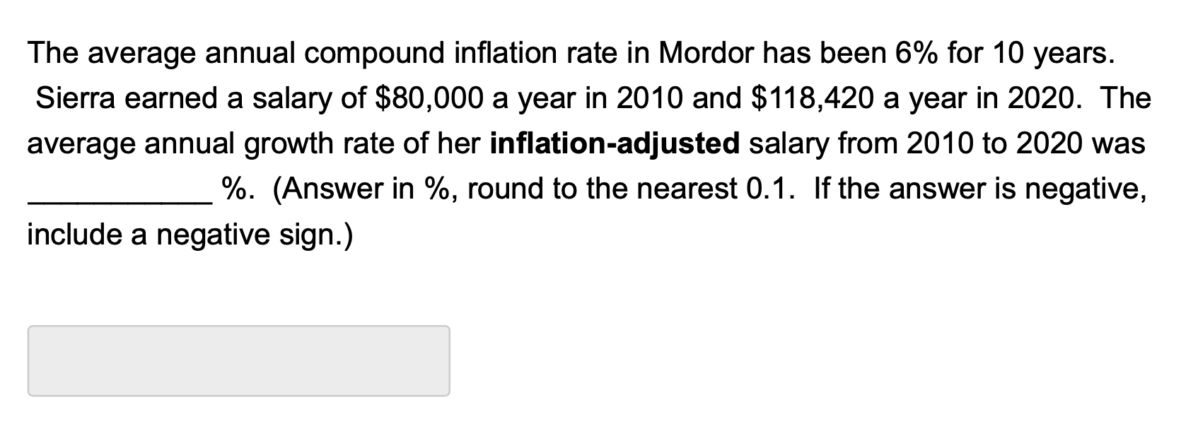 Solved The average annual compound inflation rate in Mordor | Chegg.com