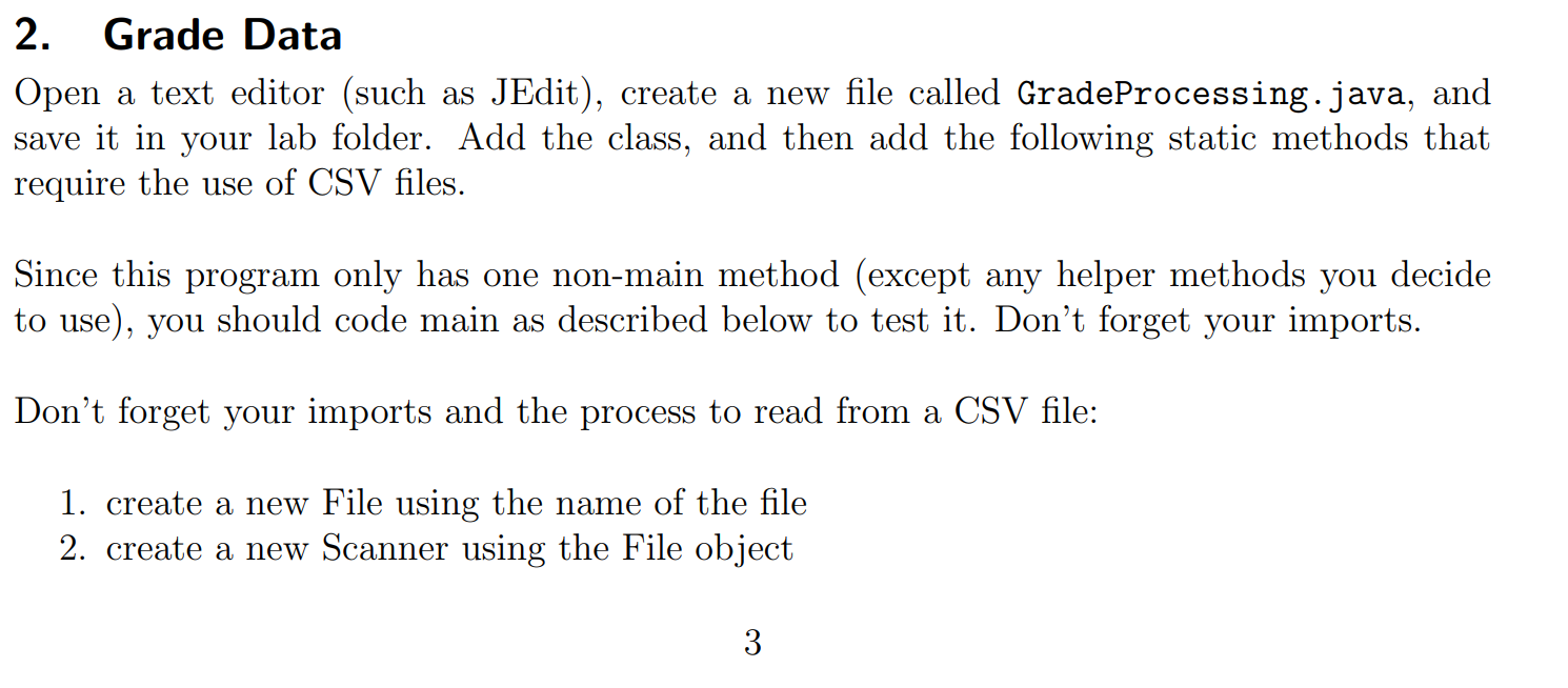 Solved . 2. Grade Data Open a text editor (such as JEdit), | Chegg.com