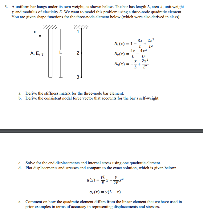 A uniform bar hangs under its own weight, as shown | Chegg.com