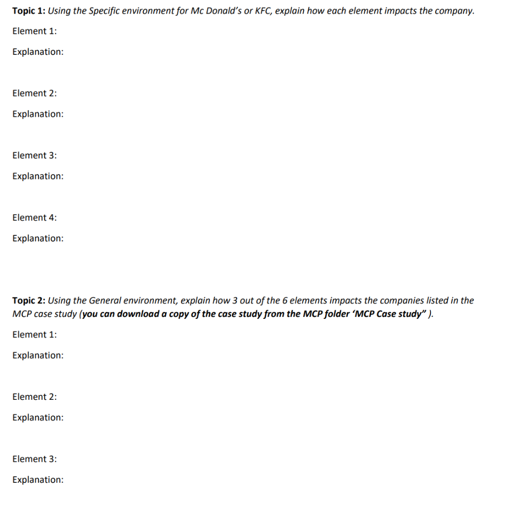Solved Topic 1: Using the Specific environment for Mc | Chegg.com