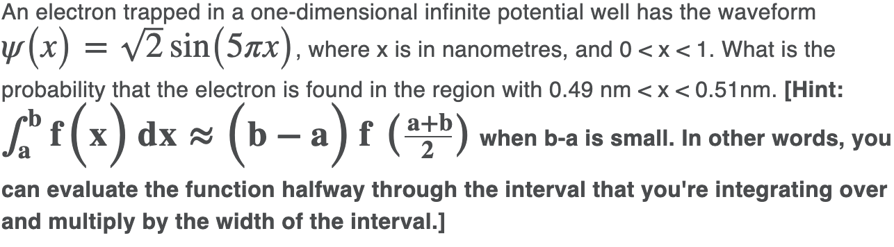 Solved An electron trapped in a one-dimensional infinite | Chegg.com