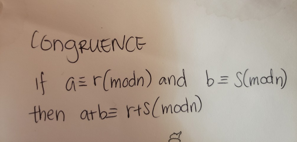 Solved Longruence If A R Modn And B Smodn Then At Brts