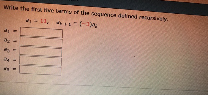 Solved Write the first five terms of the sequence defined | Chegg.com