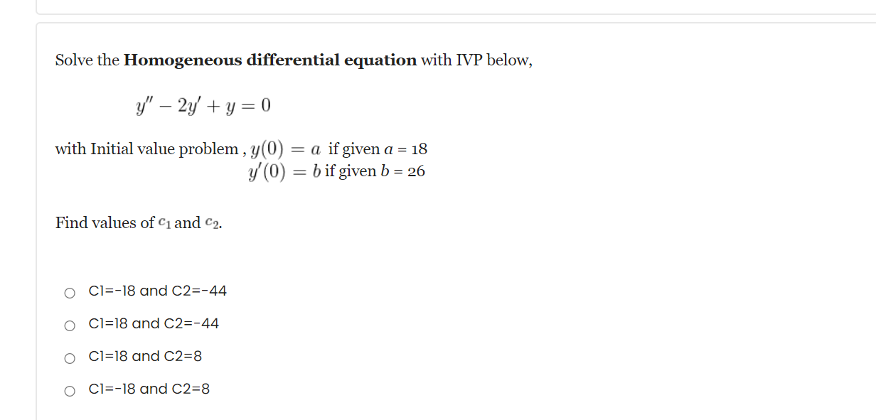 Solved Solve the Homogeneous differential equation with IVP | Chegg.com
