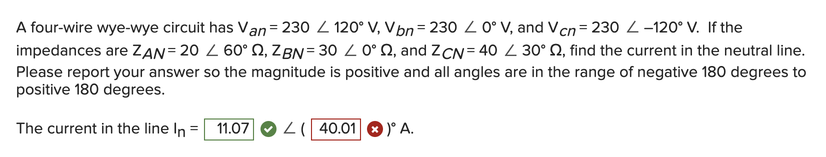 Solved A four-wire wye-wye circuit has | Chegg.com